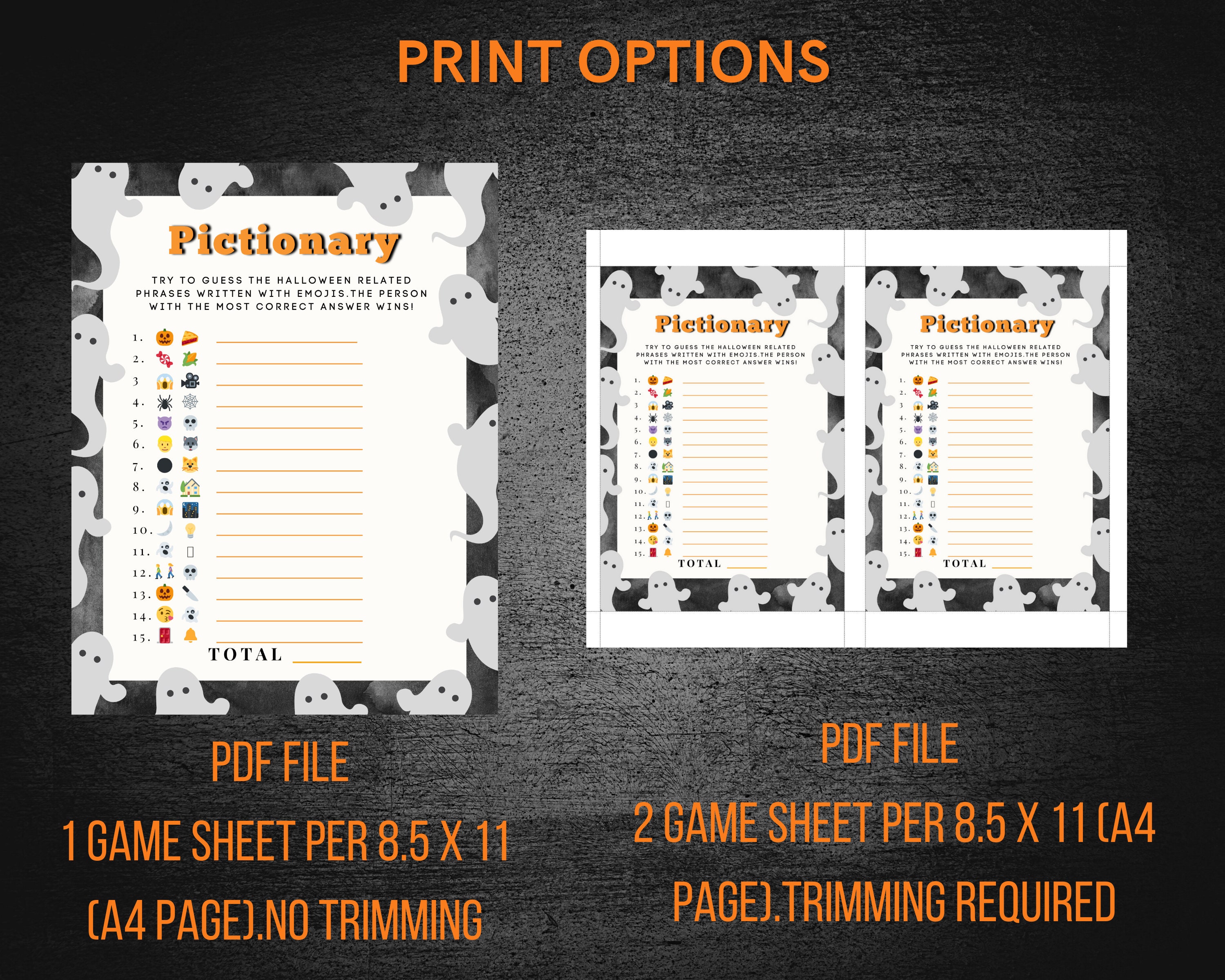 Halloween Pictionary Game for Kids Teen or Adults Guess - Etsy