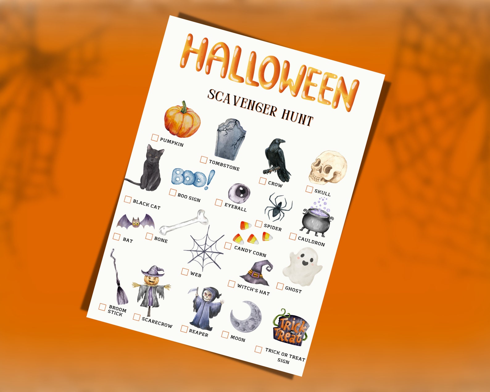 Halloween Scavenger Hunt Game Printable for Kids Picture or - Etsy