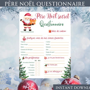 Secret Santa/ Père Noël Questionnaire (french Version) for Work or ...