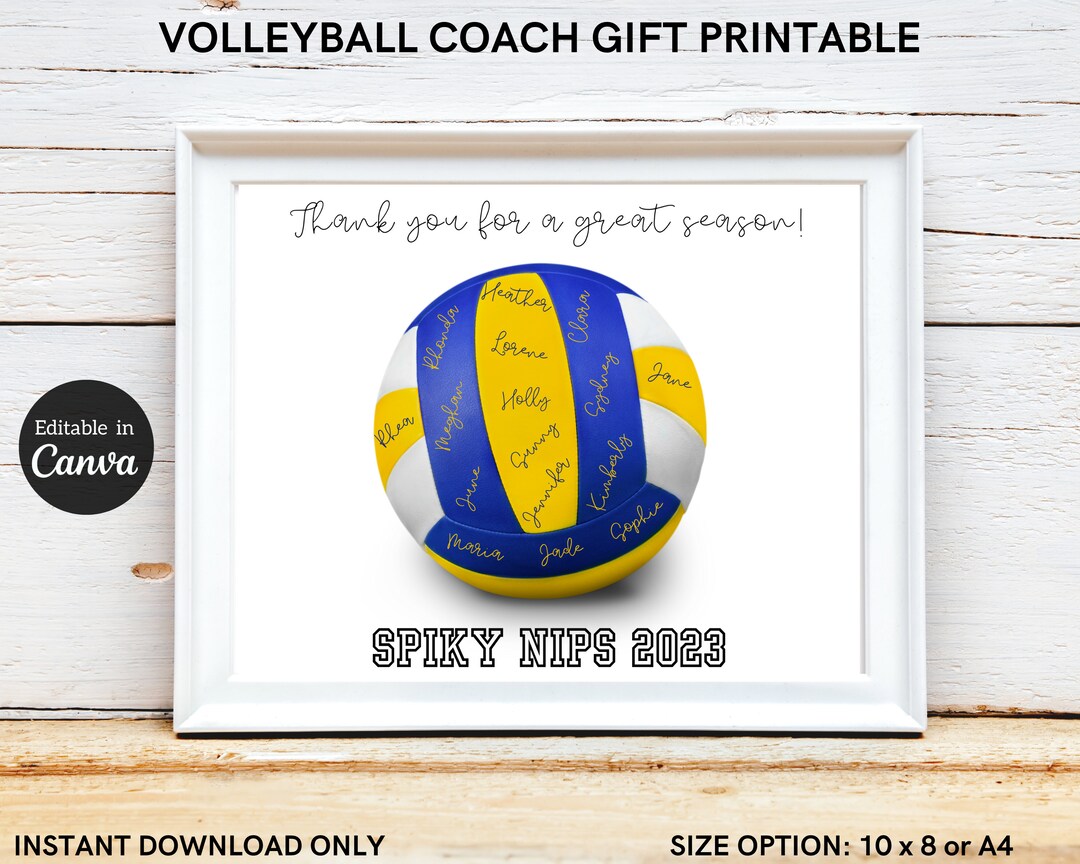 Editable Volleyball Coach Appreciation Gift Printable for End of Season ...
