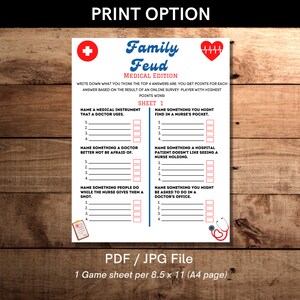 Medical Family Feud Game: Nurse/doctor Graduation Party (instant ...