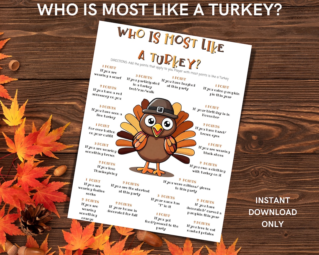Who is Most Like a Turkey Game for Kids, Teens & Adults - Icebreaker ...