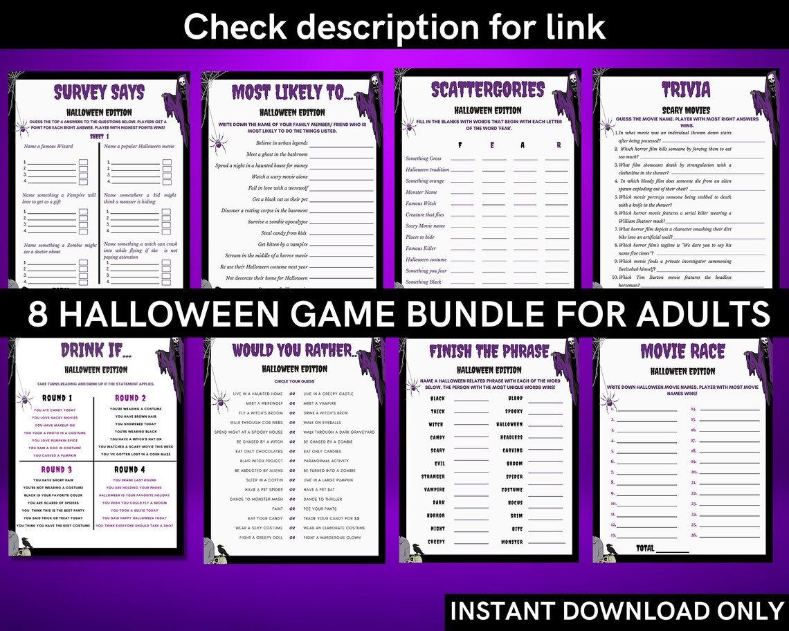 Halloween Trivia Spooky Character Match Game Printable - Fun Halloween ...