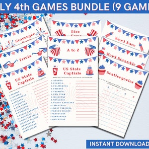 July 4th Summer Party Games Bundle - Fun Activity for American ...