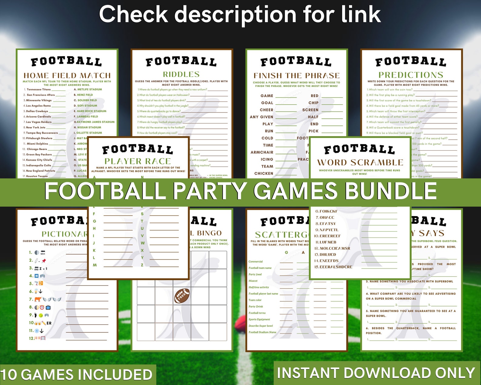 Football Emoji Pictionary Game for American Football Fun - Etsy