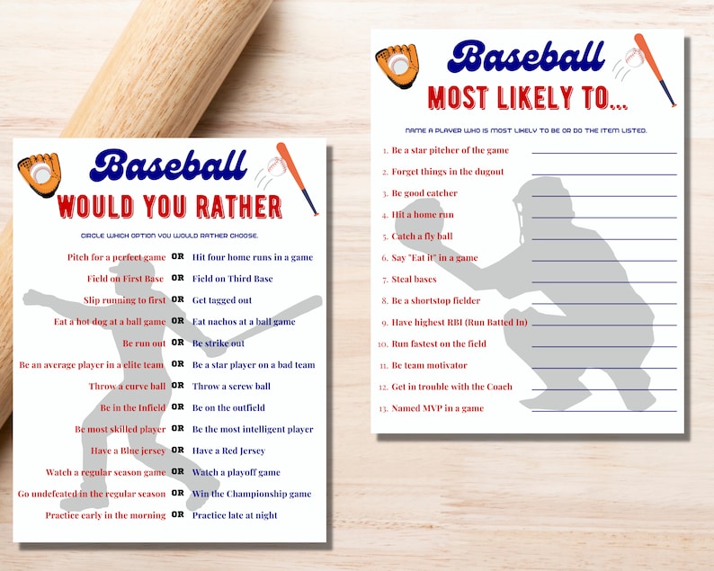 Baseball Party Games Bundle: Fun Team Activity (instant Download) - Etsy