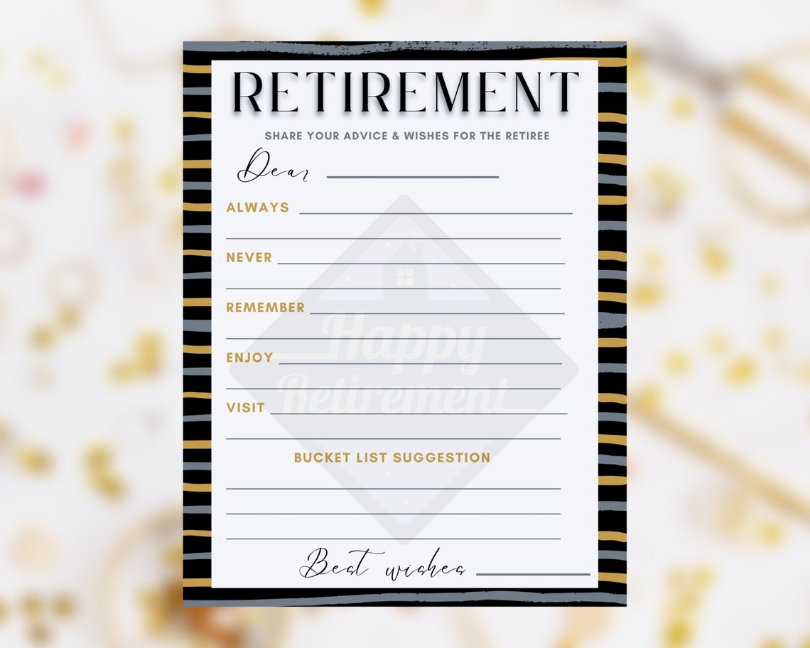 Retirement Wishes and Advice Sheet Use for Teacher Boss | Etsy