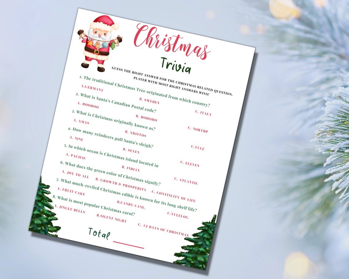 Kids Christmas Trivia Game Printable Use for Holiday Fun at - Etsy
