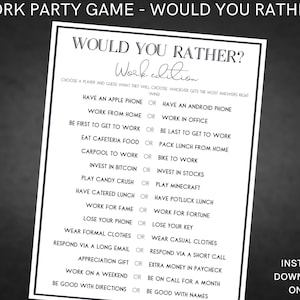Fun Work or Office Party Would You Rather Game Printable Team - Etsy