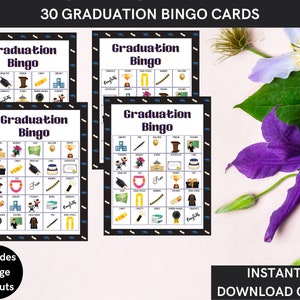 Graduation Party Bingo Game Sheets for Fun Activity With Family and ...