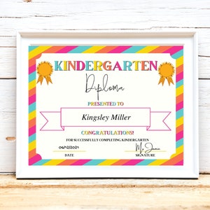 Rainbow Kindergarten Diploma/ Certificate Printable End of - Etsy
