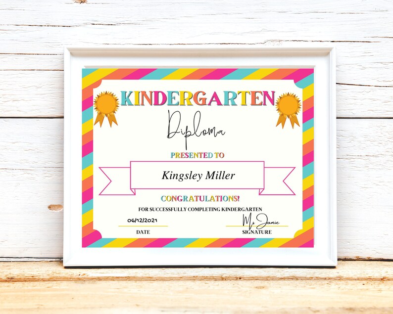 Rainbow Kindergarten Diploma/ Certificate Printable End of - Etsy
