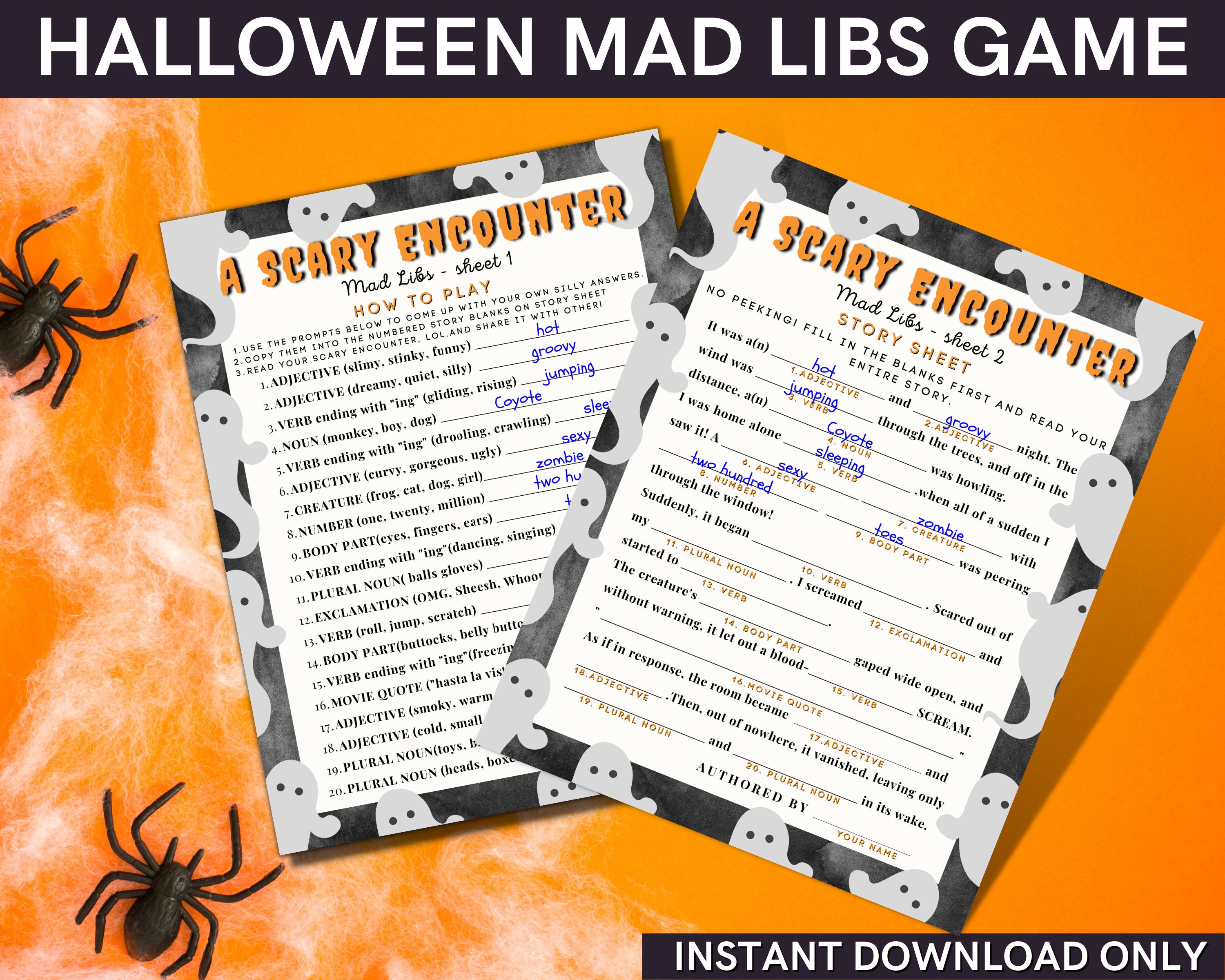 Halloween Mad Libs Game Printable for Fun Activity With Kids - Etsy