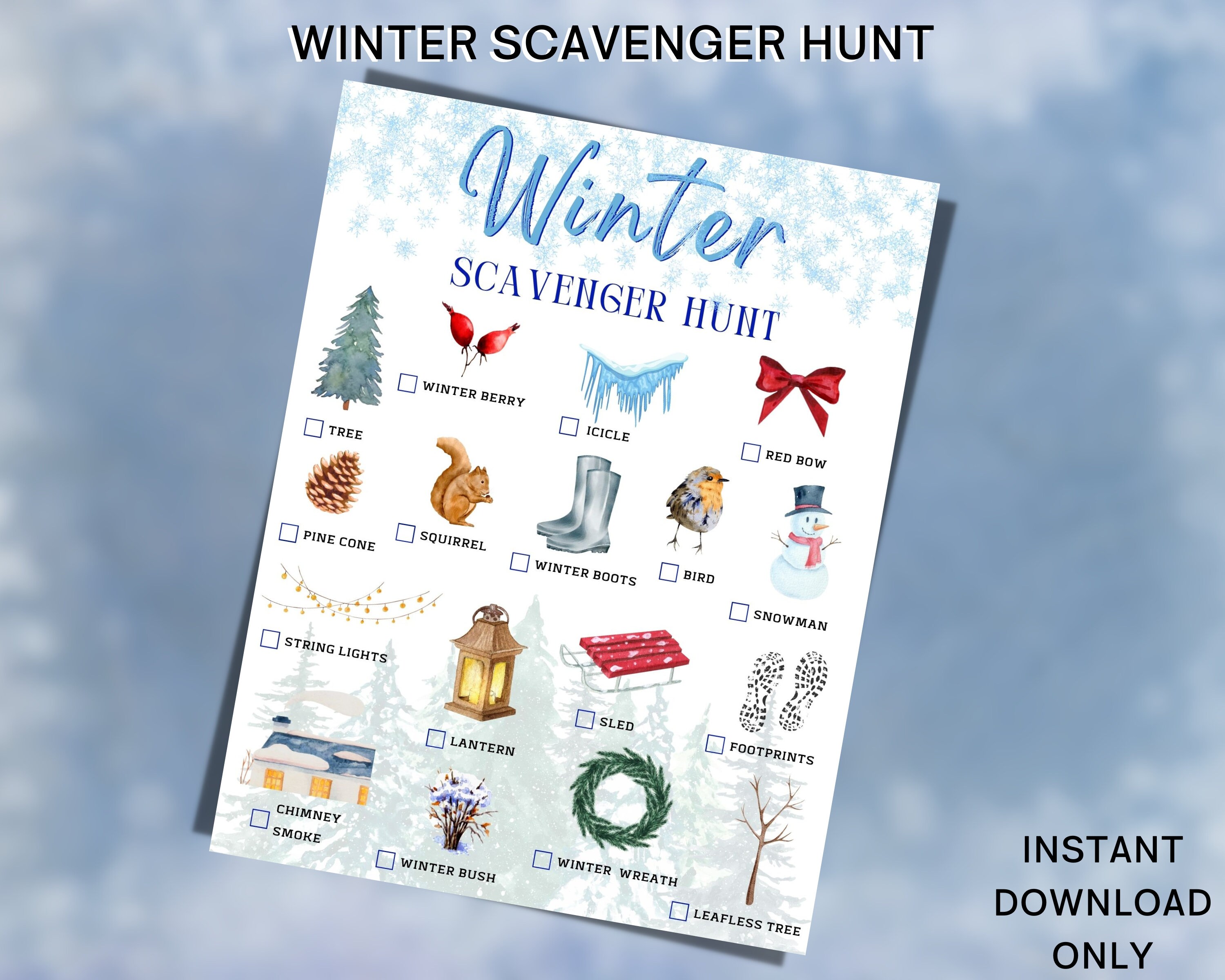 Winter Scavenger/ Treasure Hunt Game for Kids Teens & Adults - Etsy