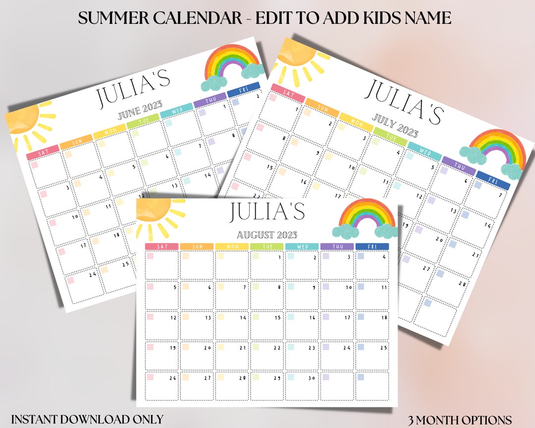 Summer Activity Calendar to Track Camp/ to Do /bucket List - Etsy