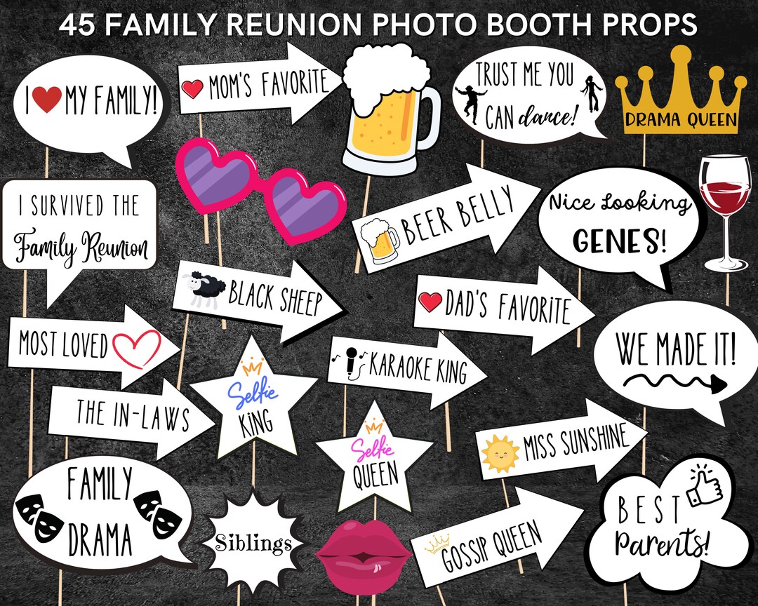 Family Reunion Party Photo Booth Props Printable for Fun Reunion ...