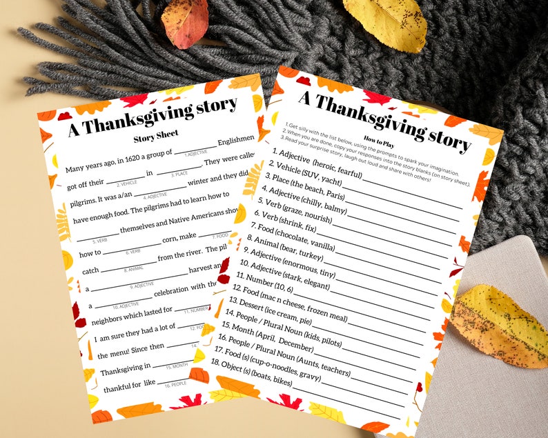 Thanksgiving Ad Libs Game – Printable Family Fun (instant Download) - Etsy