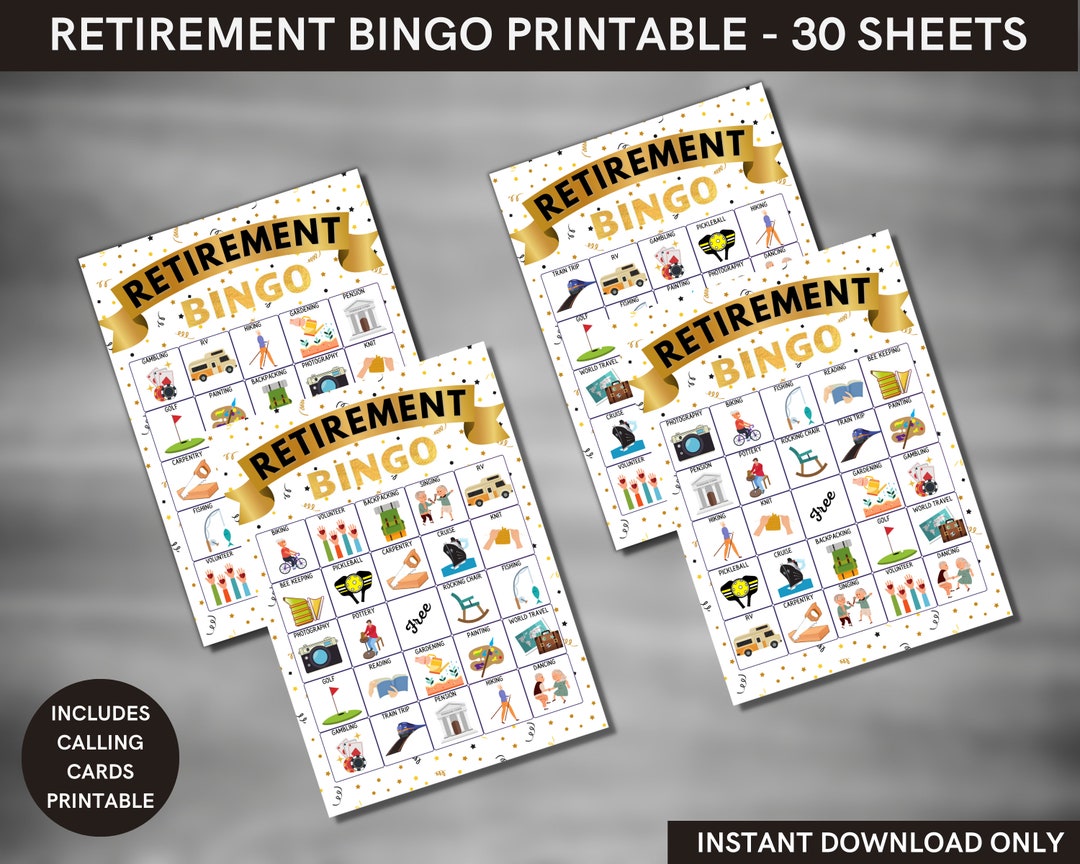 Retirement Bingo Game for an Office, Teacher, Nurse Retirement Party ...