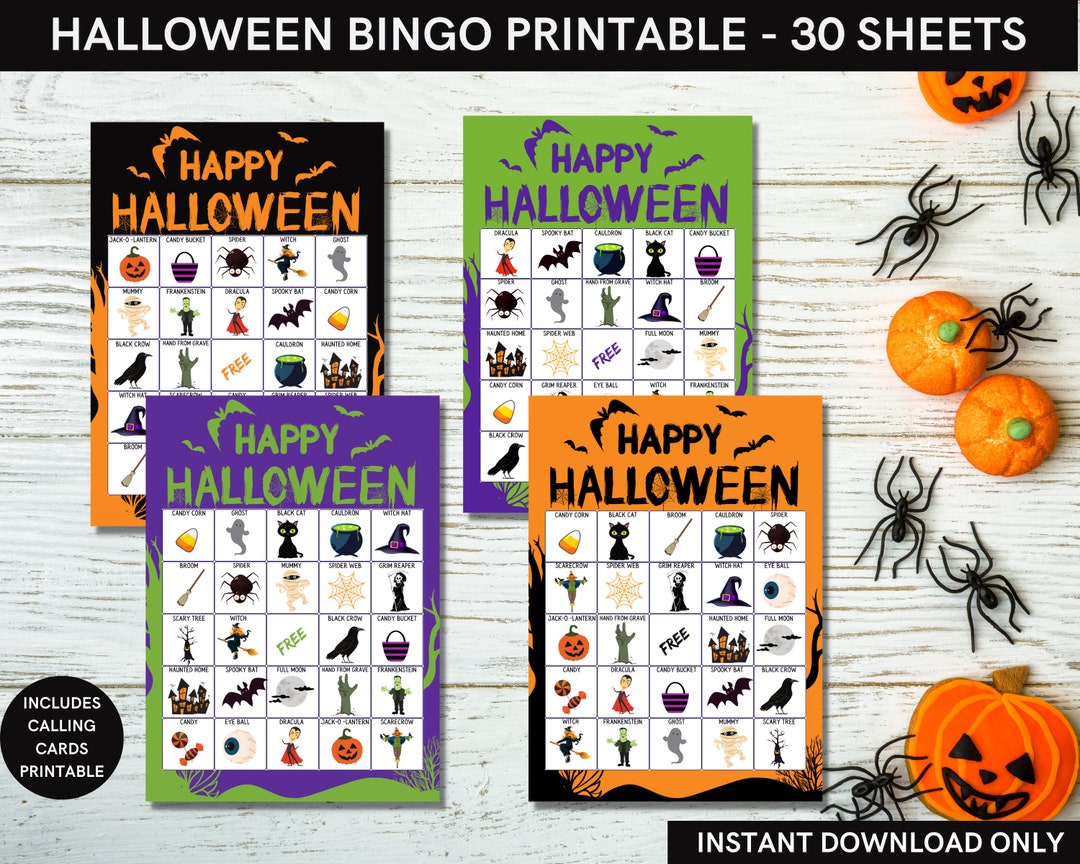 Halloween Bingo Game for a Classroom or Home Party Includes - Etsy