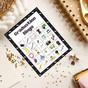 Graduation Party Bingo Game Sheets for Fun Activity With Family and ...