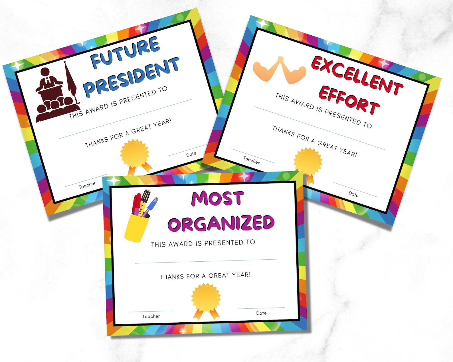 End of School Year Awards Printable for Last Day of Class 50 - Etsy