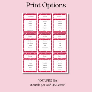 45 Valentine Taboo Word Game Cards for Fun Family/ Friends Activity ...