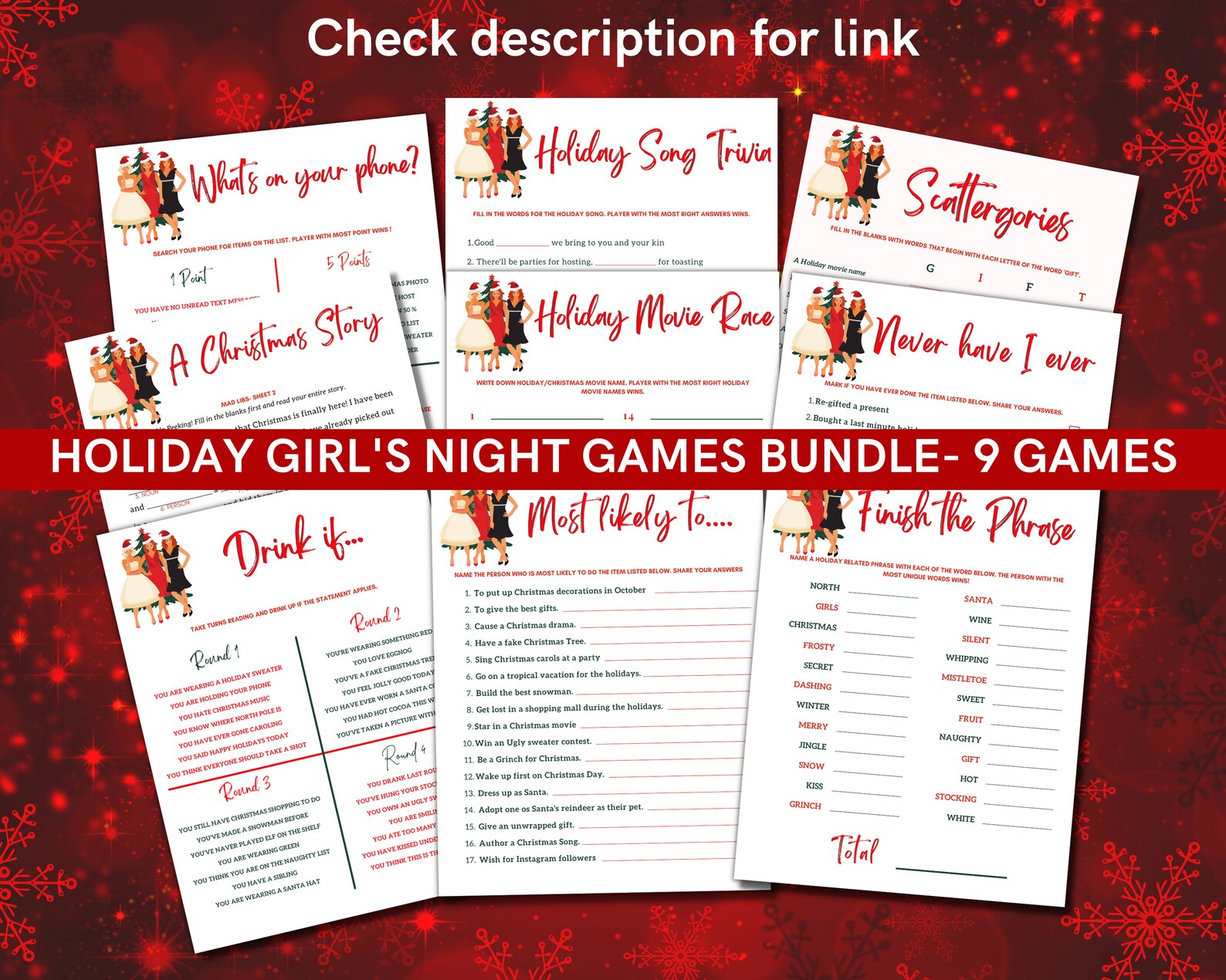 Holiday Girls Night Never Have I Ever Game for Fun Christmas - Etsy