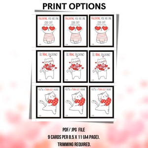 Cute Cat Valentine's Day Cards for Kids- Use for Classroom or Friends ...