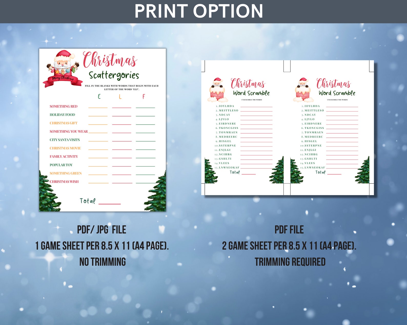 Kids Christmas Party Games Bundle for Holiday Fun Use as | Etsy