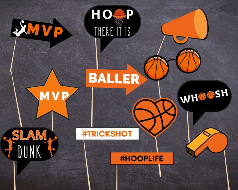 Basketball Party Photo Booth Props Printable for Fun Activity - Etsy