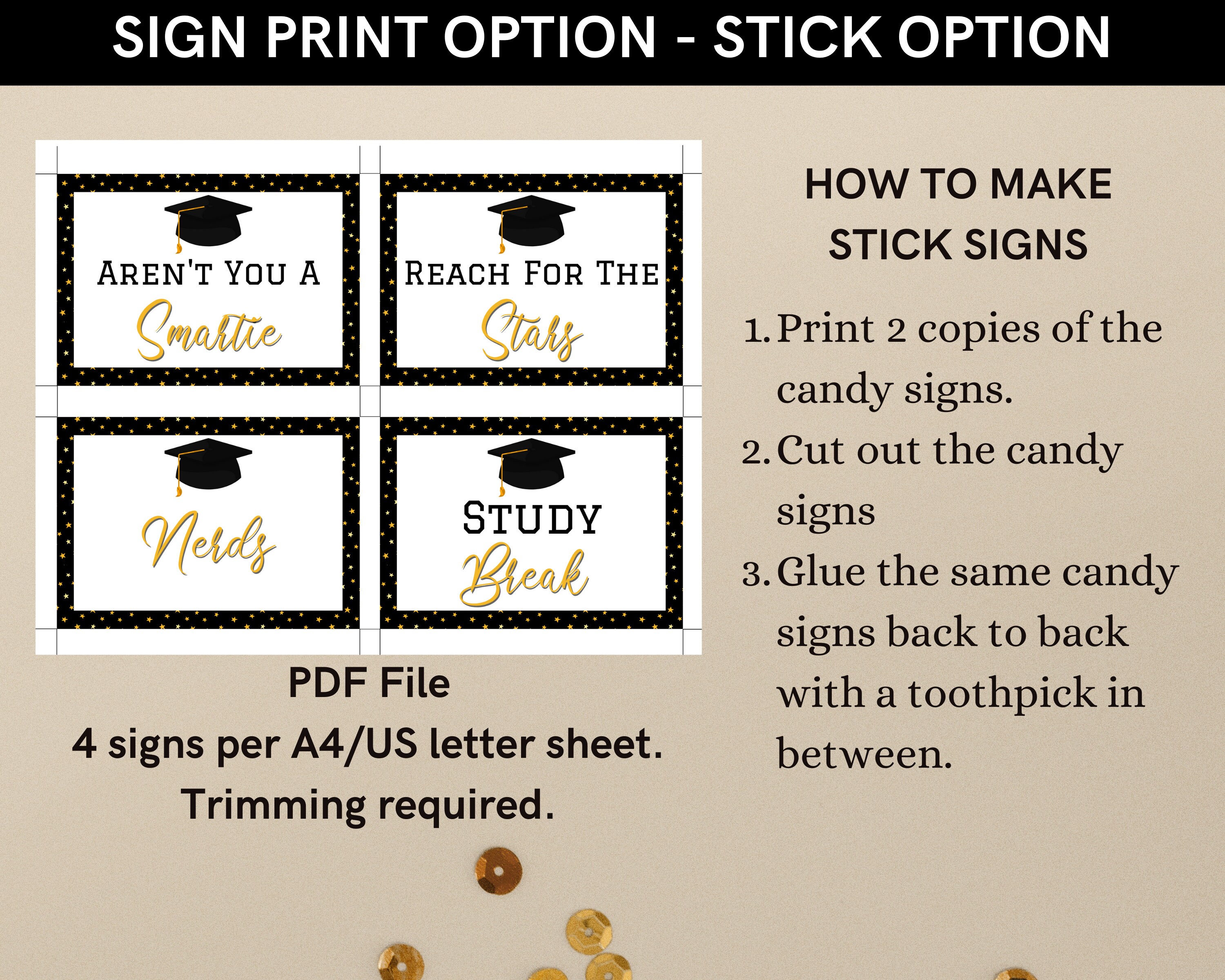 Graduation Candy Buffet Signs Printable Grad Party Decoration | Etsy Canada