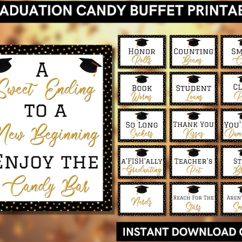 Graduation Candy Bar Signs Printable Grad Party Decoration | Etsy