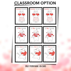 Cute Cat Valentine's Day Cards for Kids Use for Classroom or Friends ...