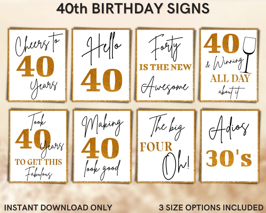 40th Birthday Party Sign Decorations for Men/ Women - Etsy