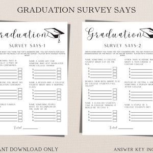 Modern/ Minimalist Graduation Party Survey Says Game Simple - Etsy