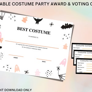 Halloween Costume Contest Award & Voting Card for Party at Home, Work ...