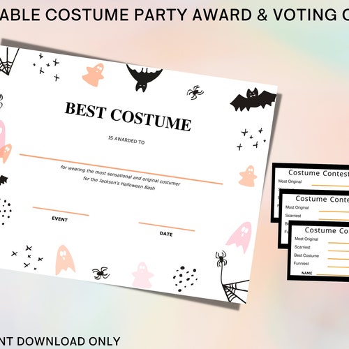 Halloween Costume Contest Award & Voting Card for Party at - Etsy