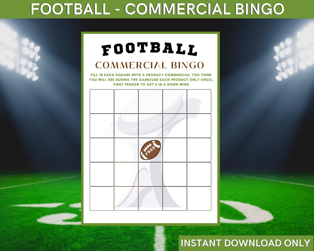 Football Commercial Bingo Game: Super Bowl Party (instant Download) - Etsy