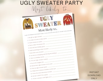 Ugly Sweater Most Likely to Game Ugly Sweater Party (Instant Download ...