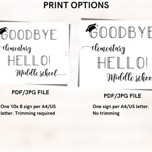 Goodbye Elementary, Hello Middle School Sign: 5th Grade Graduation ...