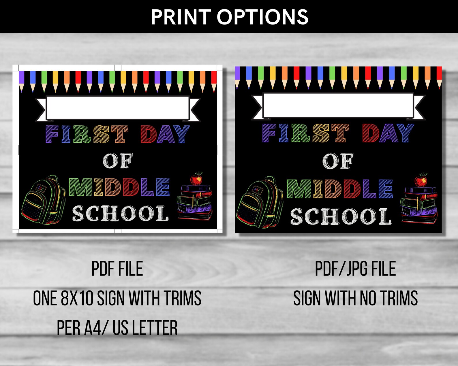 First Day of Middle School sign Personalize by writing | Etsy