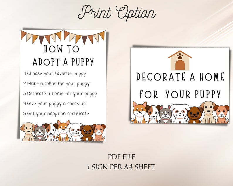 Puppy Adoption Party Signs: Pet Birthday Printables (instant Download ...