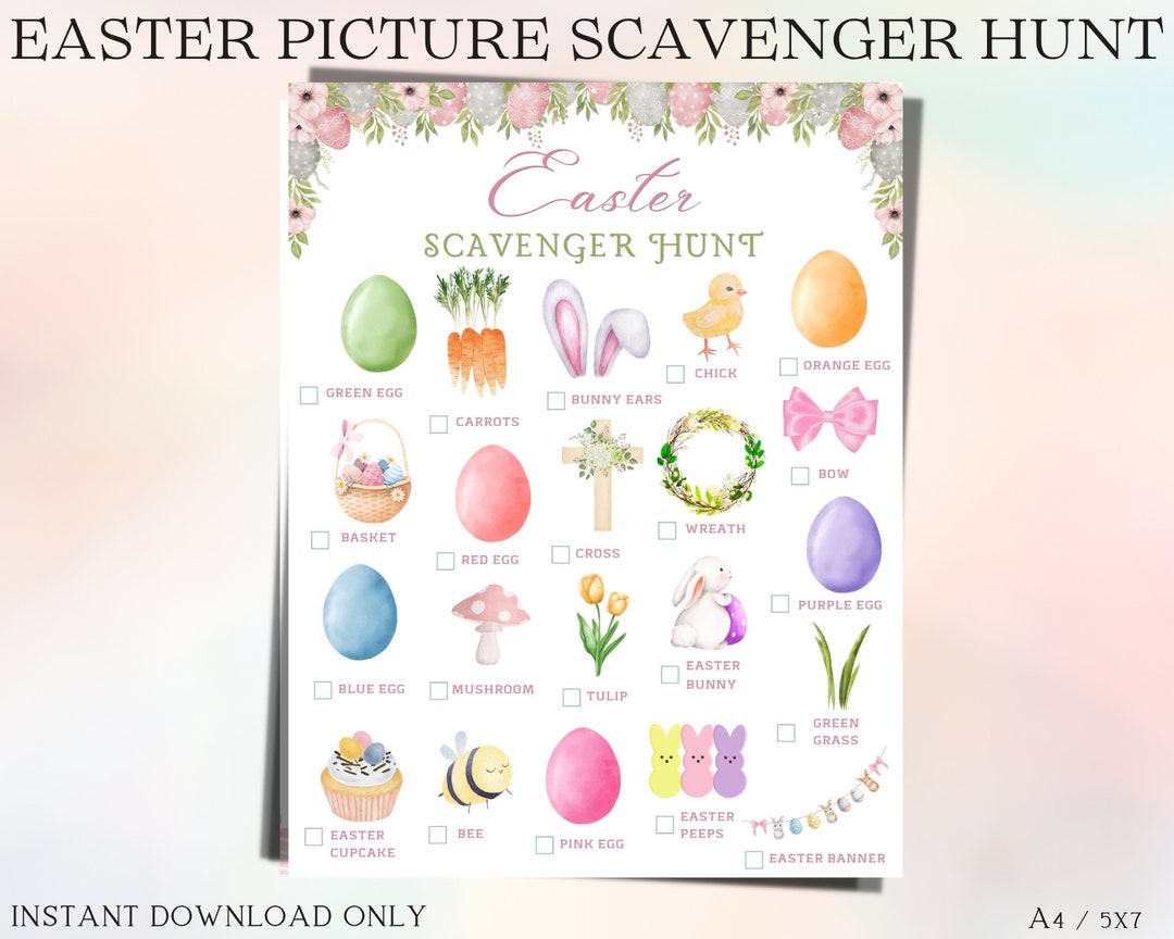 Easter Picture Scavenger Hunt Game Printable for Fun Activity With ...
