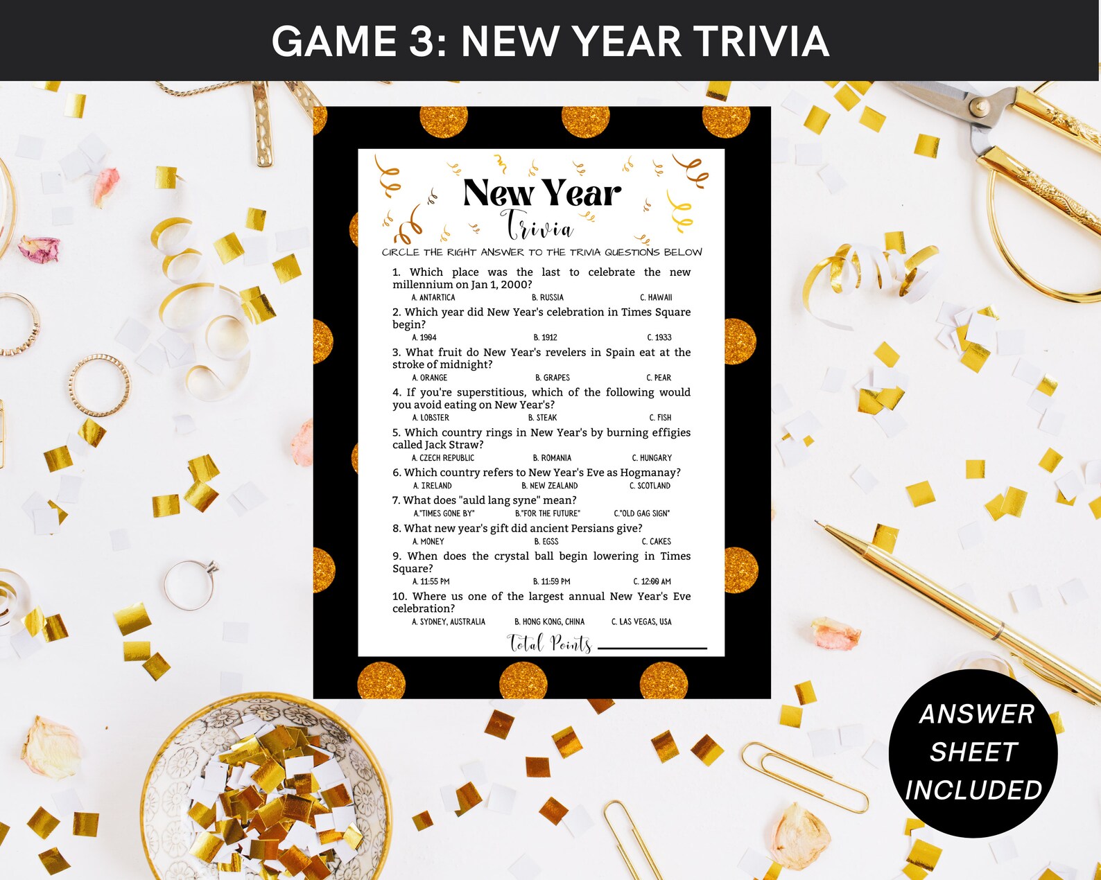 New Year Printable Games Bundle for a Fun Holiday Party Game/ | Etsy