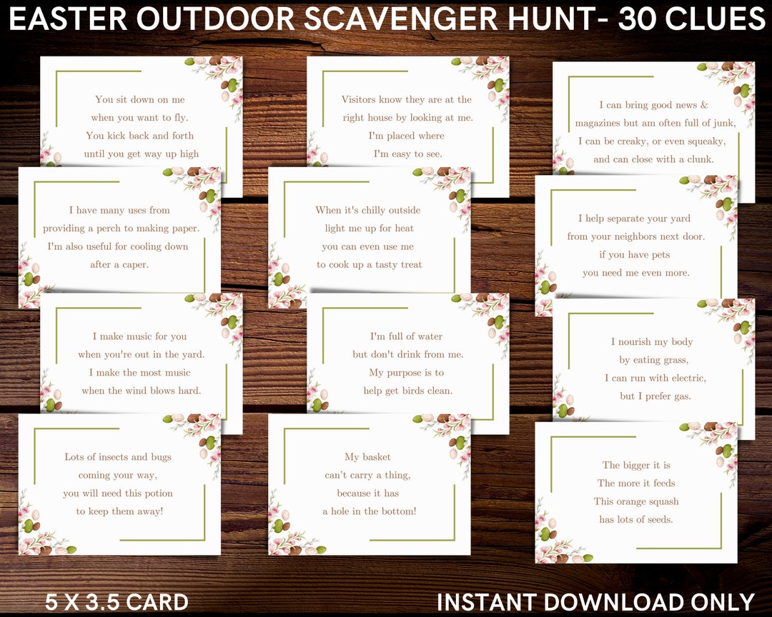 Easter Outdoor Scavenger/ Treasure Hunt Clue Game Egg Hunt - Etsy