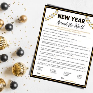 New Years Party Around the World Game for Fun Activity With Family ...