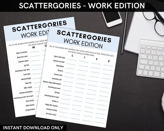 Scattergories Game for Office/ Work Party Fun Team Building | Etsy UK