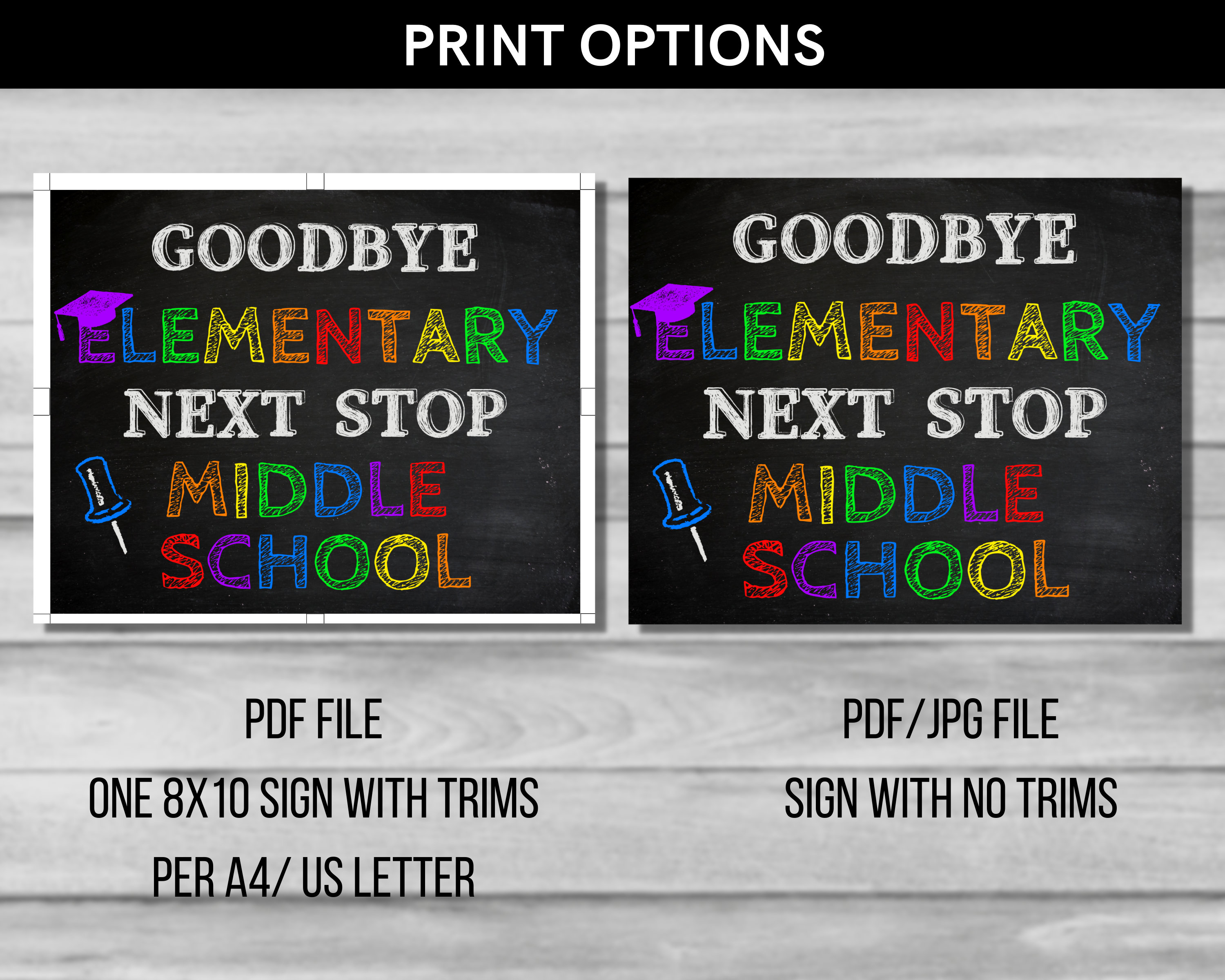 Elementary Graduation Last Day Sign - Next Stop Middle School -use as ...