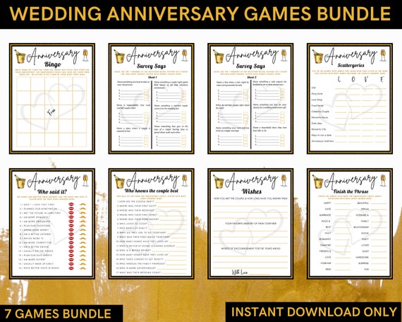 Wedding Anniversary Games Bundle for a Party Fun With Family & - Etsy