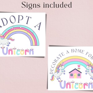 Unicorn Adoption Party Signs: Printable Birthday Activity (instant ...